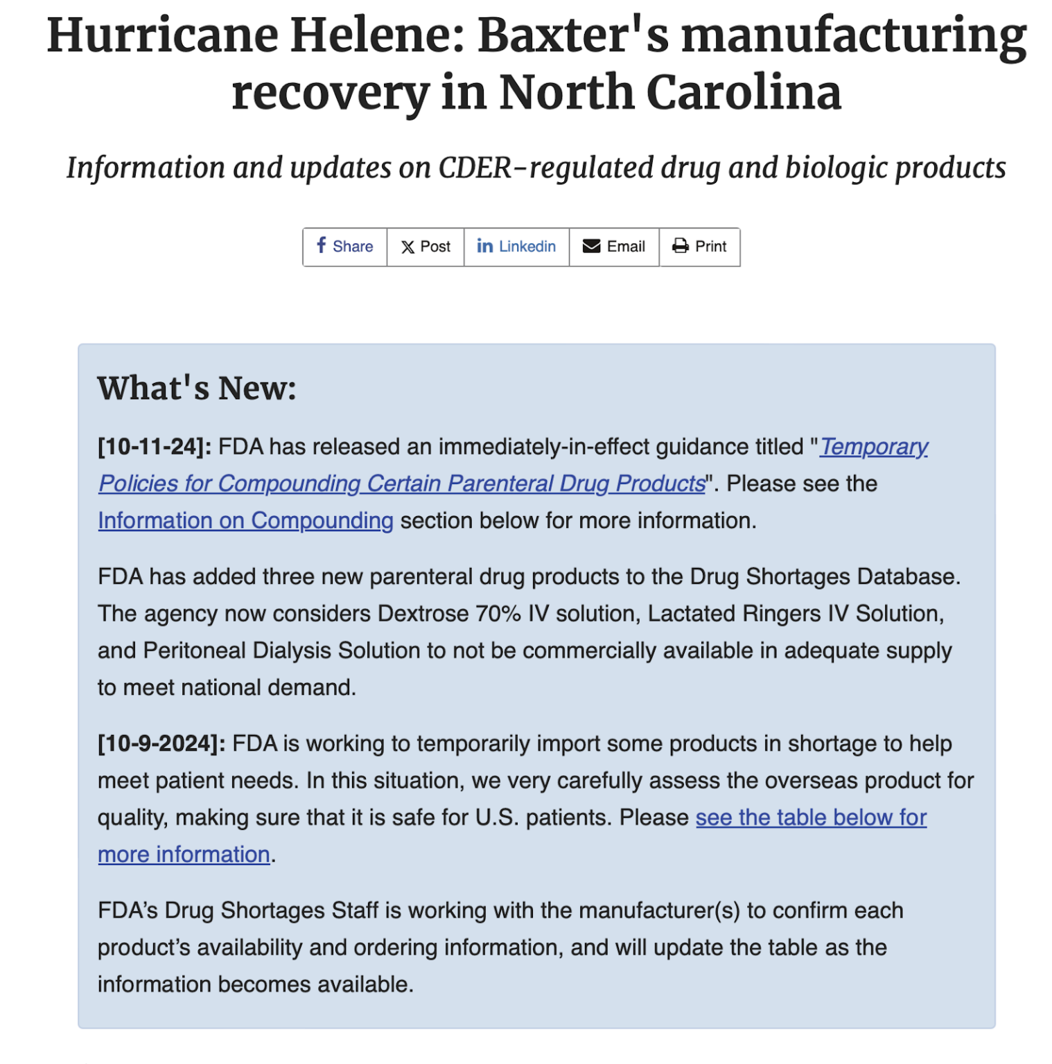 Viewpoint: Hurricane-caused drug and IV fluid shortages expose a ...